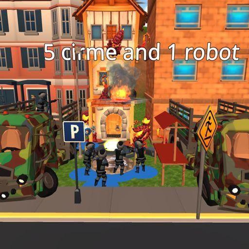 Unity Play | 5 cirme and 1 robot game